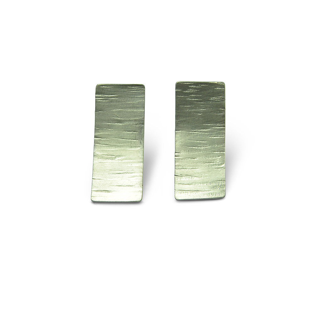 Long textured rectangle stud drop earrings - Genna Delaney Jewellery Artist