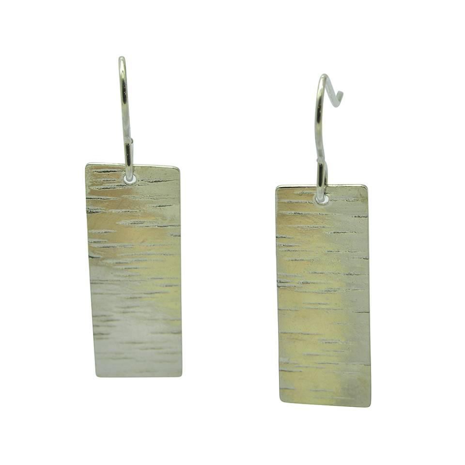 Long textured rectangle drop earrings - Genna Delaney Jewellery Artist